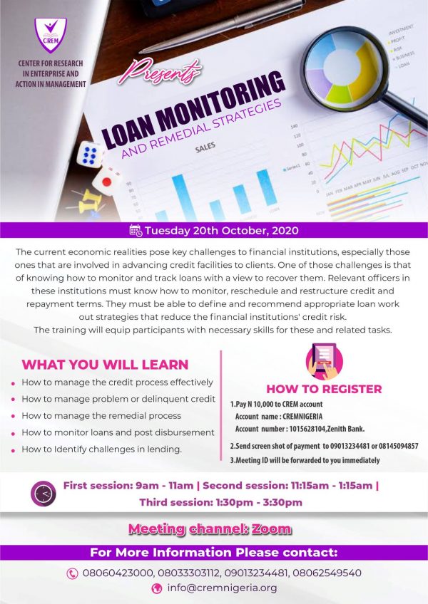 LOAN MONITORING AND REMEDIAL STRATEGIES. - CREM Nigeria