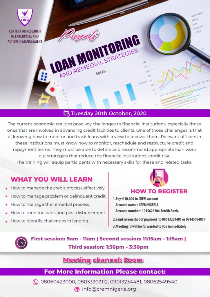 LOAN MONITORING AND REMEDIAL STRATEGIES. - CREM Nigeria